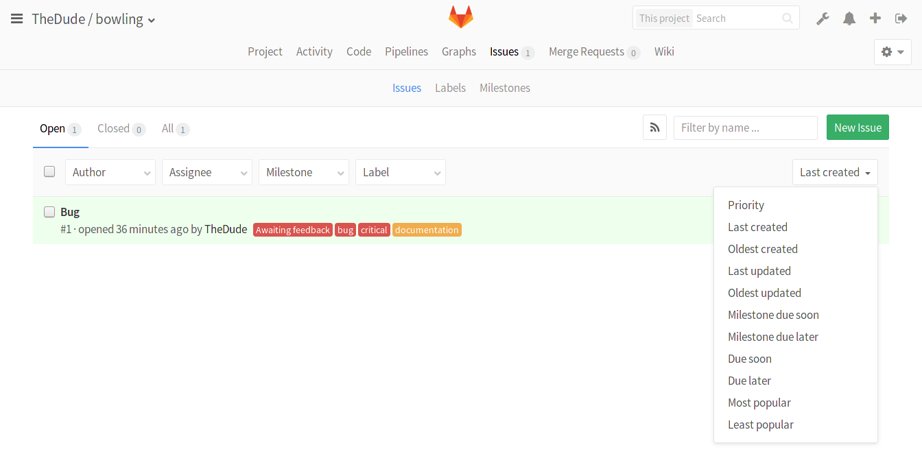 Labels · Project · User · Help · GitLab